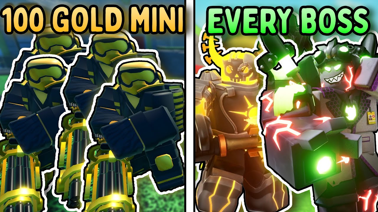 100 GOLDEN MINIGUNNERS vs EVERY BOSS IN TDS | Roblox Tower Defense ...