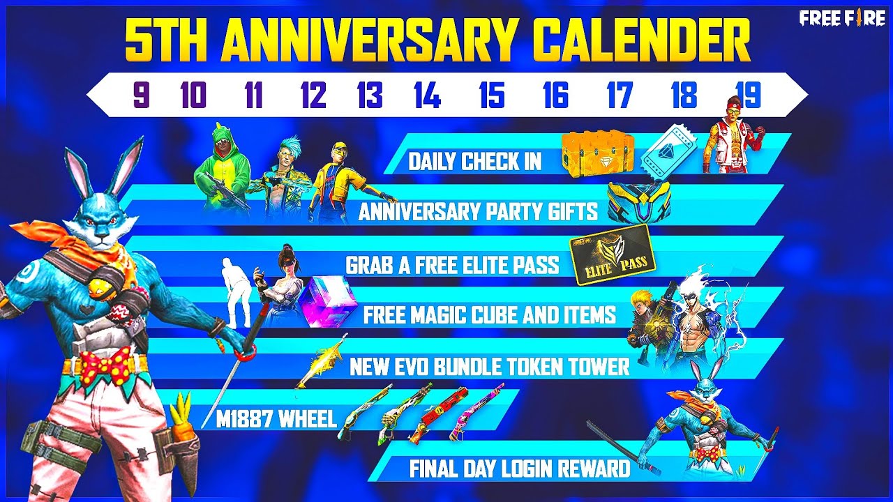 Free Fire 5th Anniversary Event Anniversary Calender 5th Anniversary ...