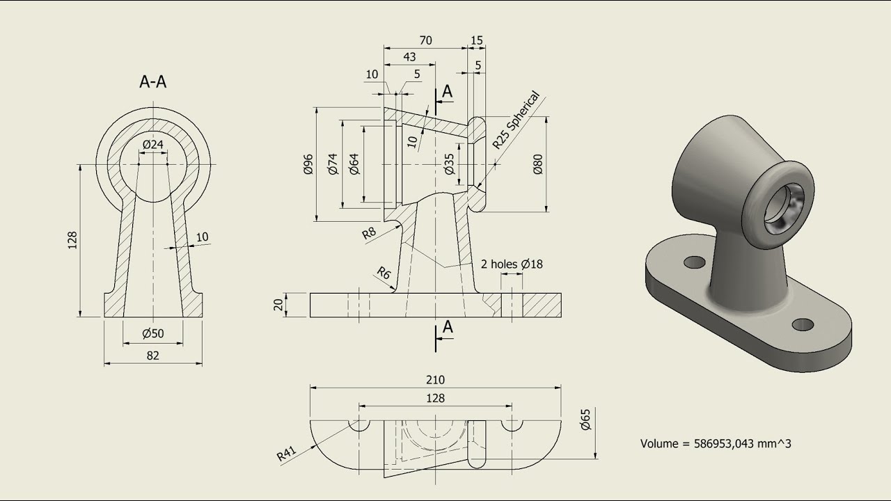Tutorial Inventor - 248 CONICAL VALVE BODY - YouTube