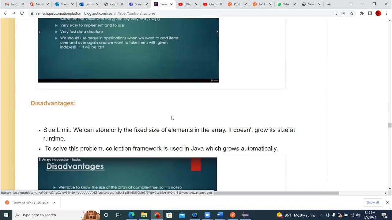 CoreJava ControlStructures Arrays PART1 AUG20220810 - YouTube