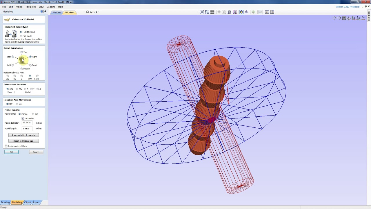 FSU SOT Scene Shop Aspire 3D Rotary Model import STL - YouTube