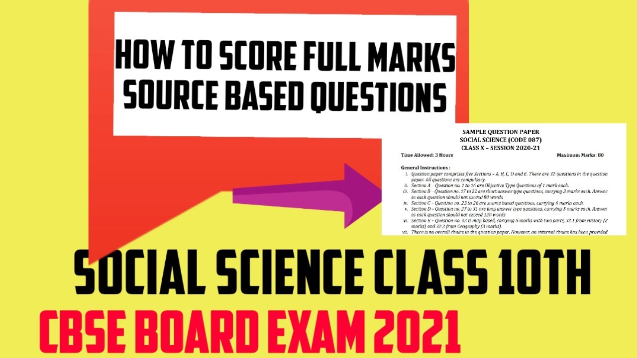 Social science class 10th source based questions 2021 board exam - YouTube