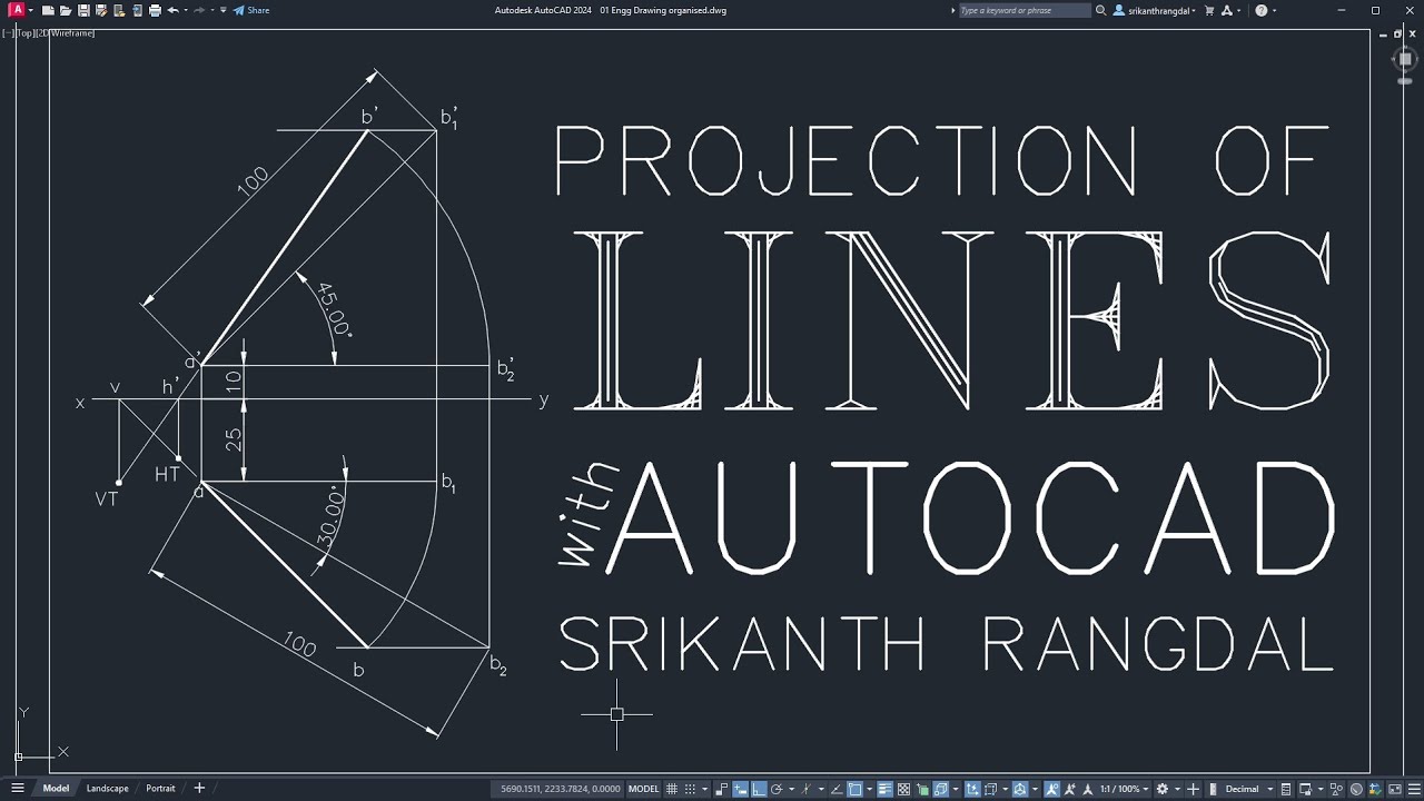 Projection Of Lines Problem Solved In AutoCAD Engineering Graphics Projection Of Lines Problem Solved In AutoCAD Engineering Graphics