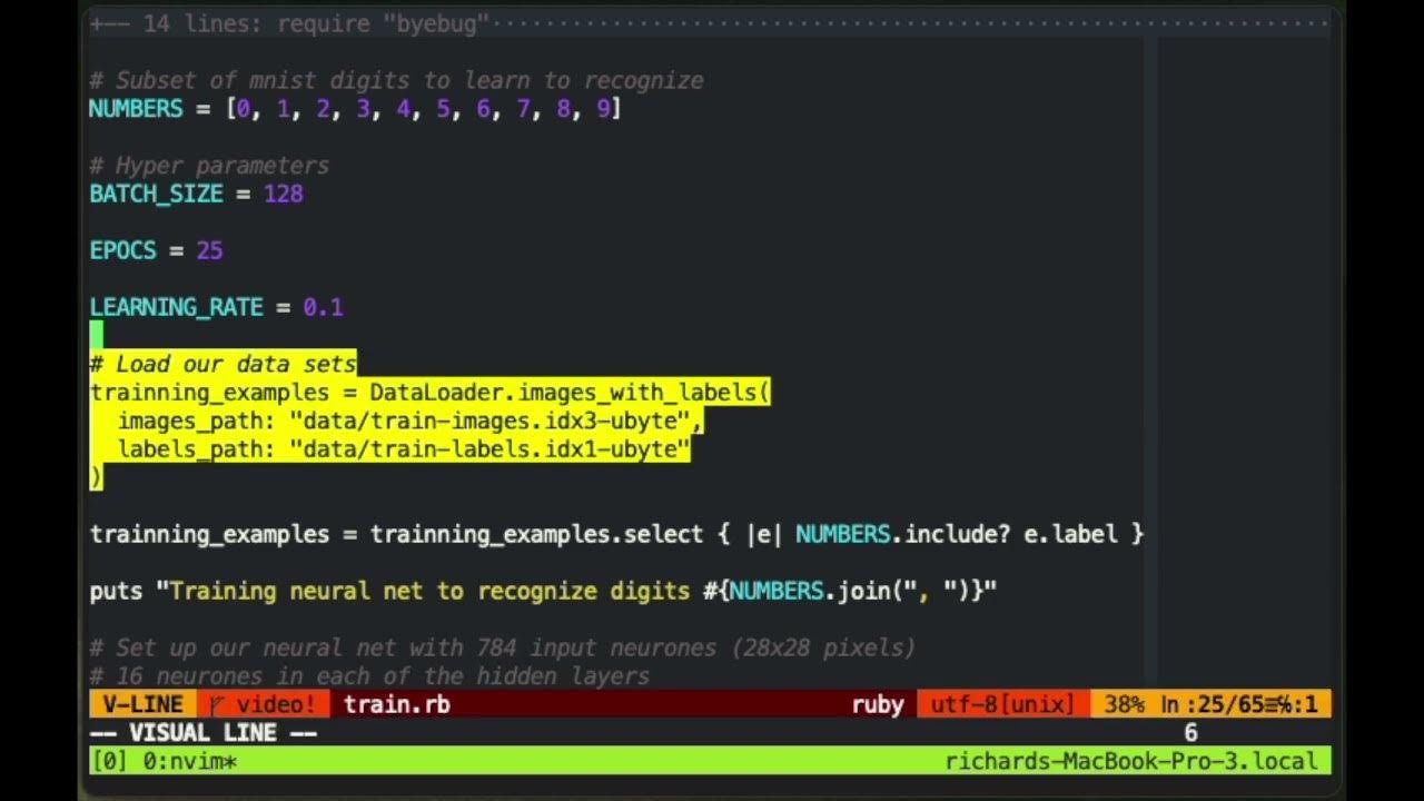 ruby neural net code walk through - YouTube