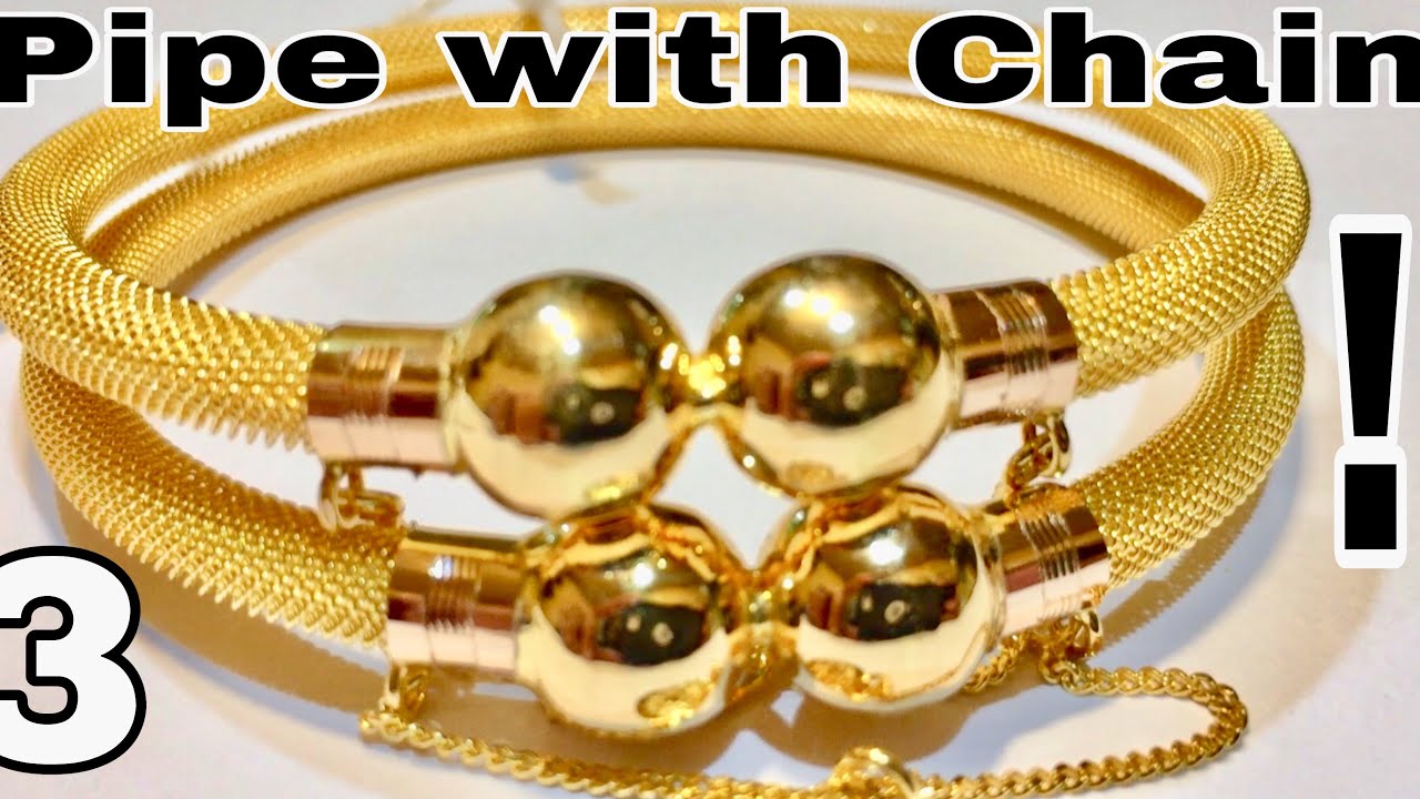 Today I have 3 Pipe Gold Bangles Designs With Chain - YouTube