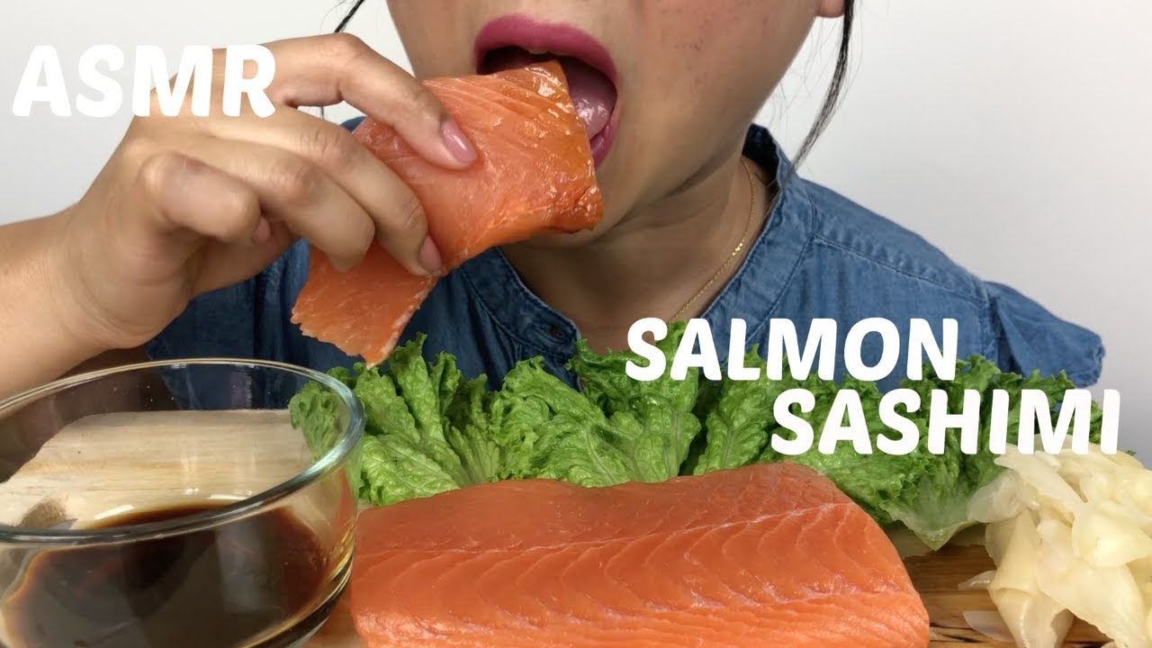 WHOLE SALMON SASHIMI | SAVAGE EATING ASMR Eating Sounds | N.E Lets Eat ...