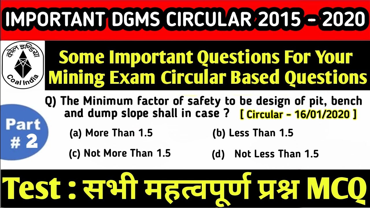 Important MCQ for DGMS Circulars Based Questions | Important for WCL ...