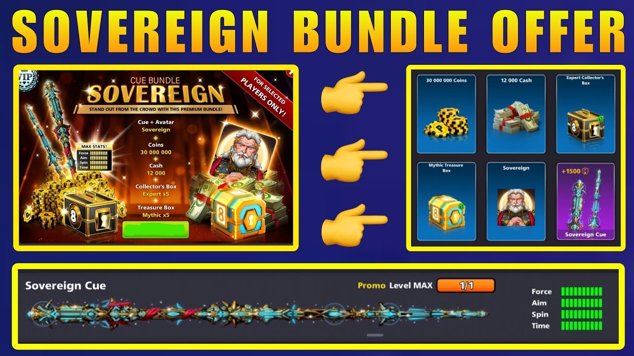 Sovereign Bundle Offer 8BallPool - Level Max Sovereign Cue + Avatar ...