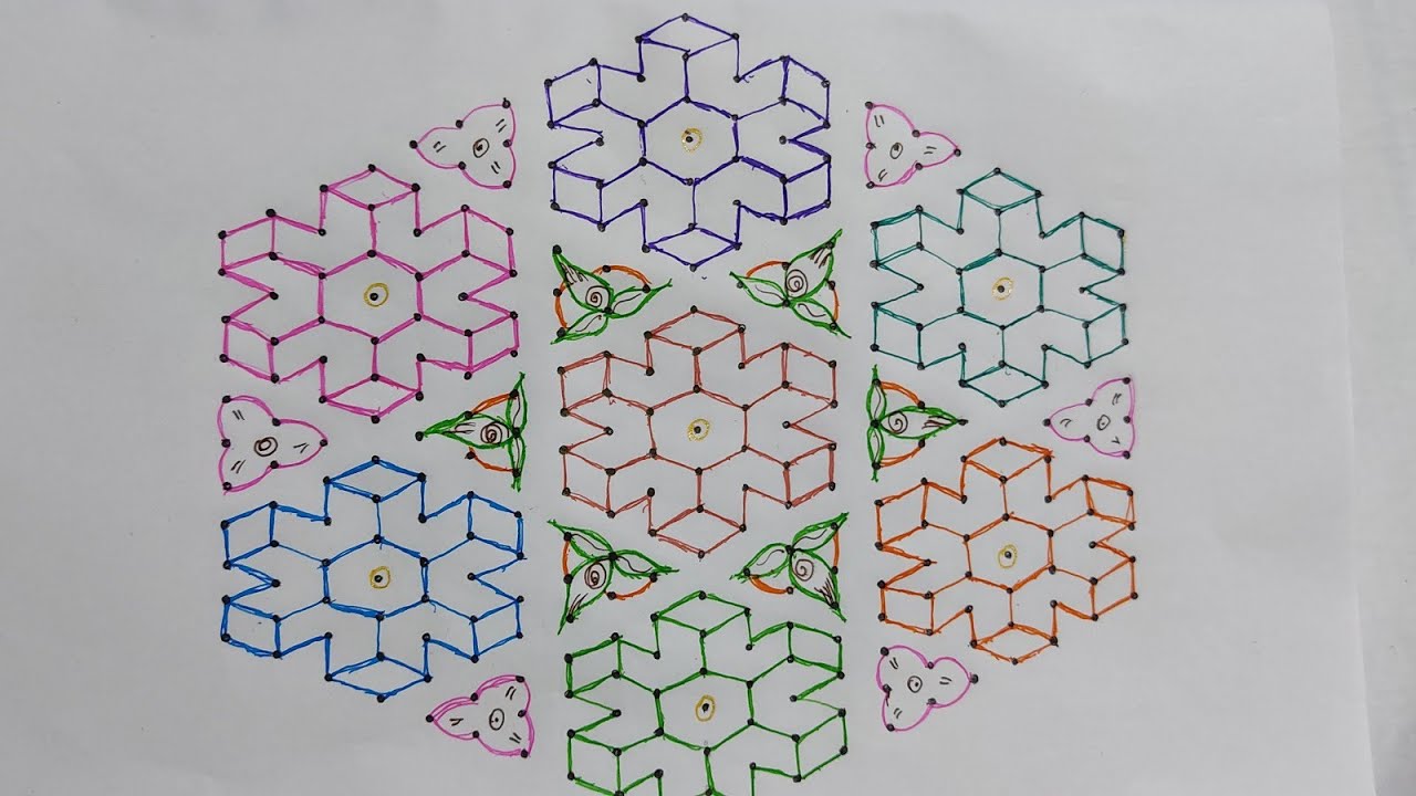 rangoli design new model||dots rangoli big||dots rangoli 21 to 11 ...