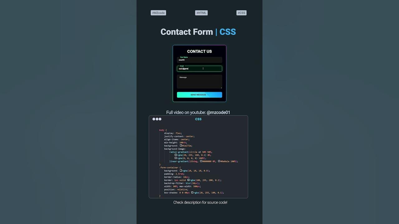 Build a STUNNING Contact Form with CSS (2025 Design Trends + Responsive Animations) #mzcode01 # ...