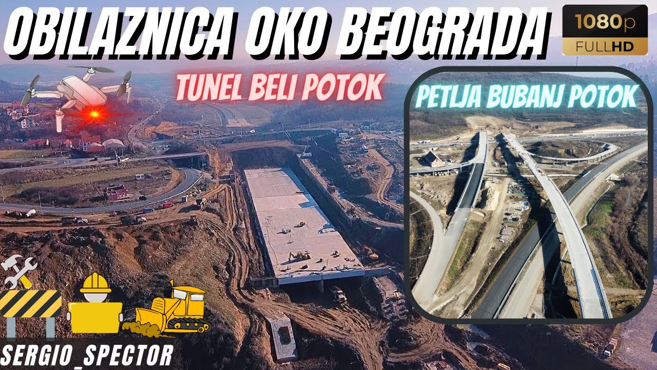 Obilaznica oko Beograda - tunel Beli Potok (probijena prva cev), Petlja ...