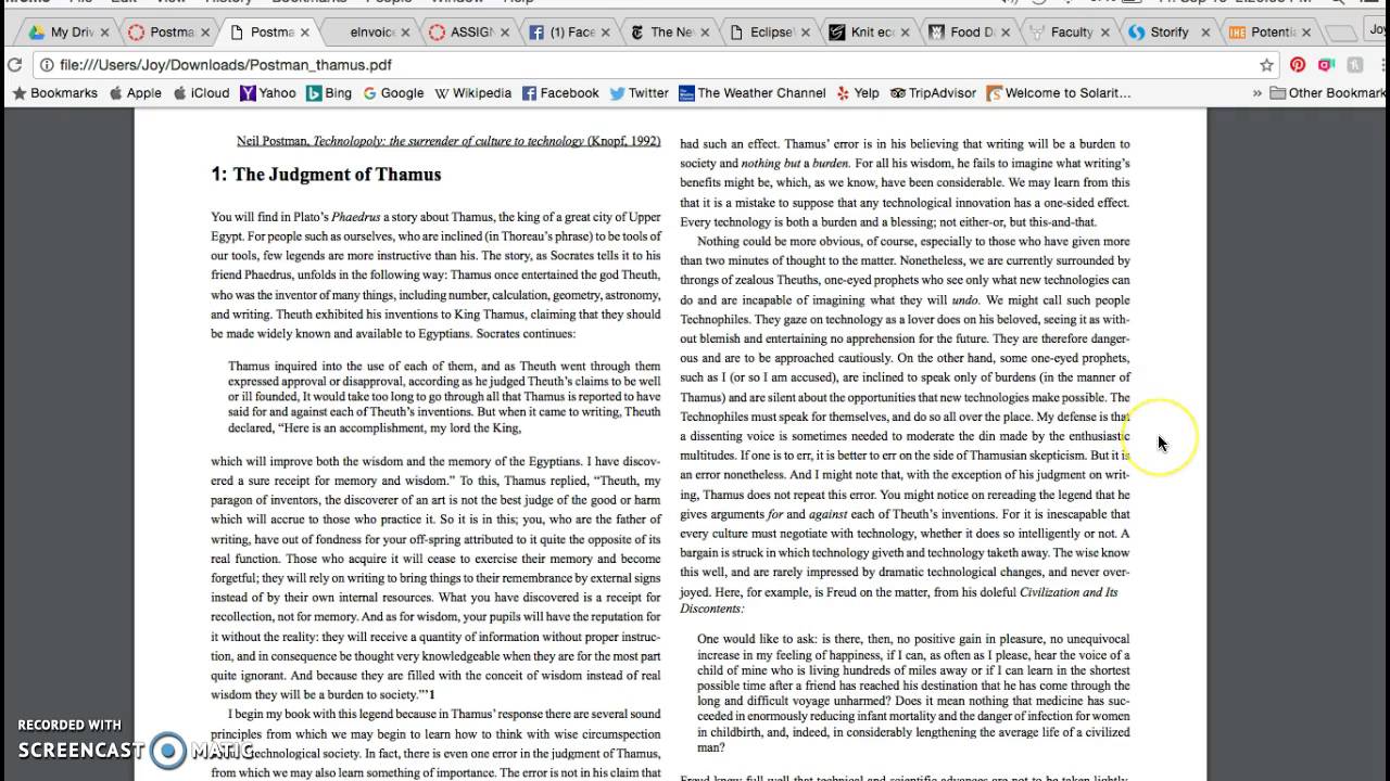 Introduction: "The Judgment of Thamus" - YouTube