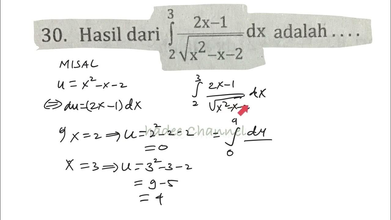 hasil dari integral 2x-1/ akar x²-x-2 dx adalah - YouTube