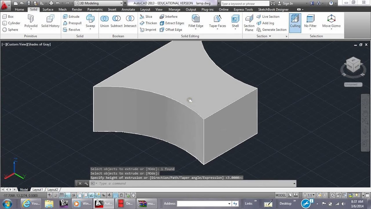 How To Use Shell In AutoCad 2013 YouTube How To Use Shell In AutoCad 2013 YouTube