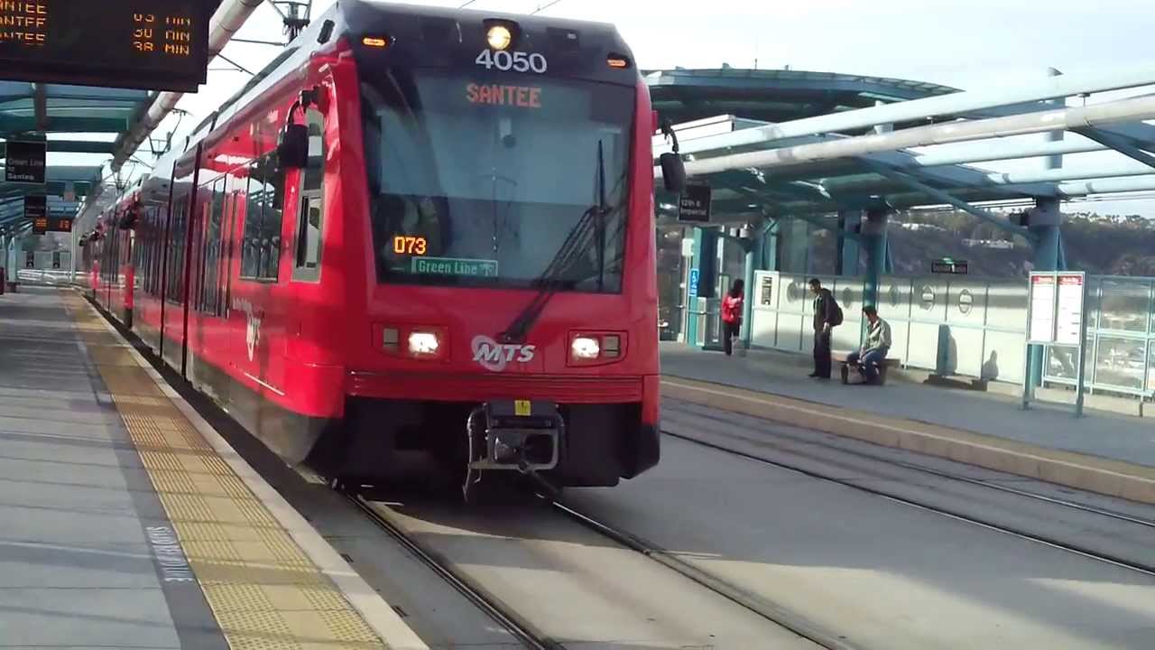 San Diego MTS Trolley Siemens S70 Custom Green Line at Grantville - YouTube