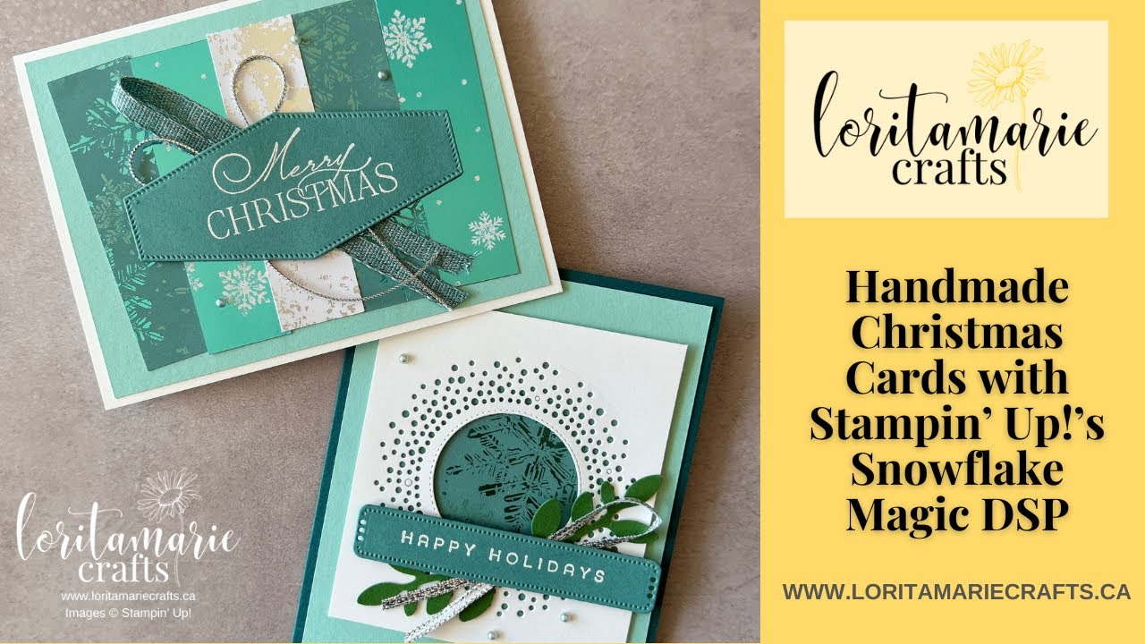 Handmade Christmas Cards with Stampin' Up!'s Snowflake Magic DSP - YouTube