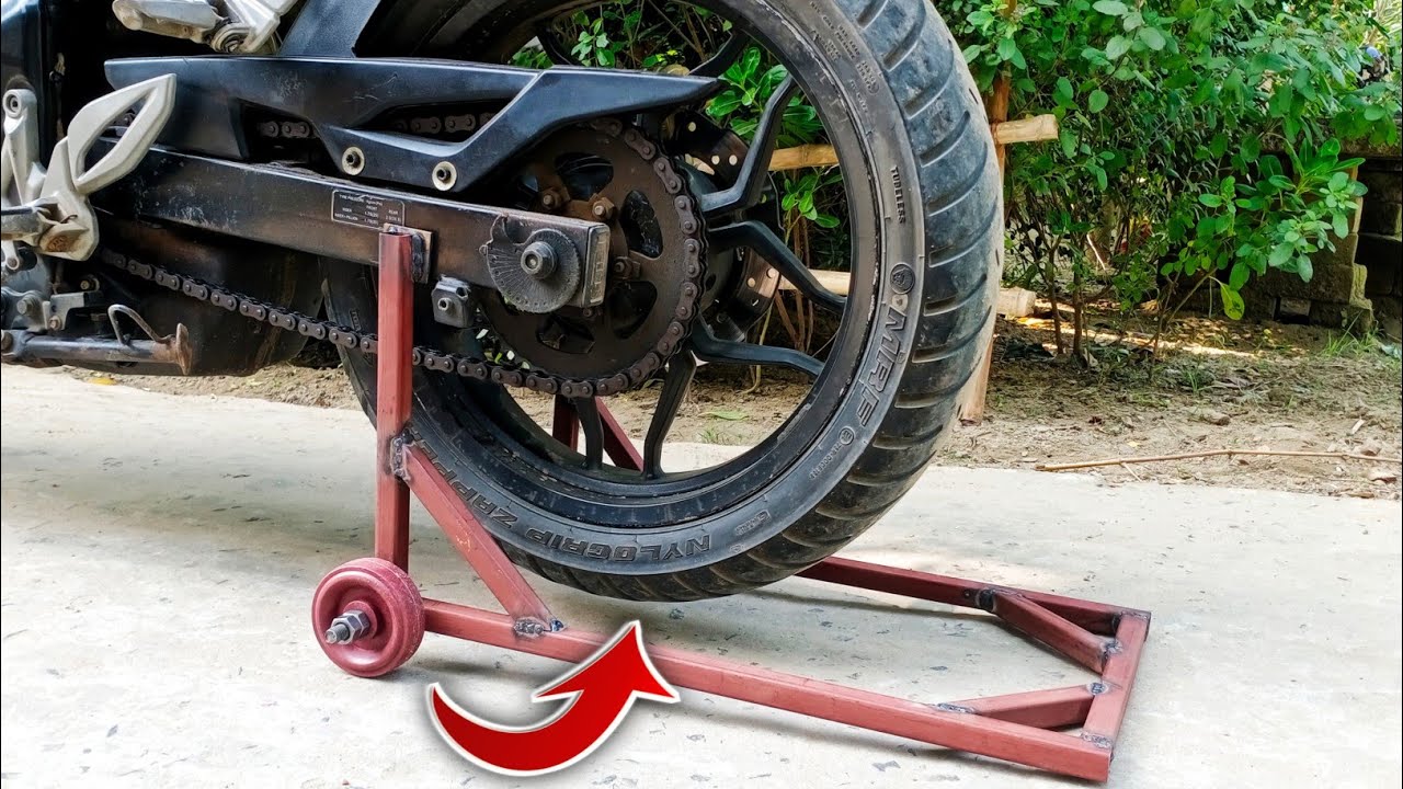 How to make a bike paddock stand // homemade paddock stand making - YouTube