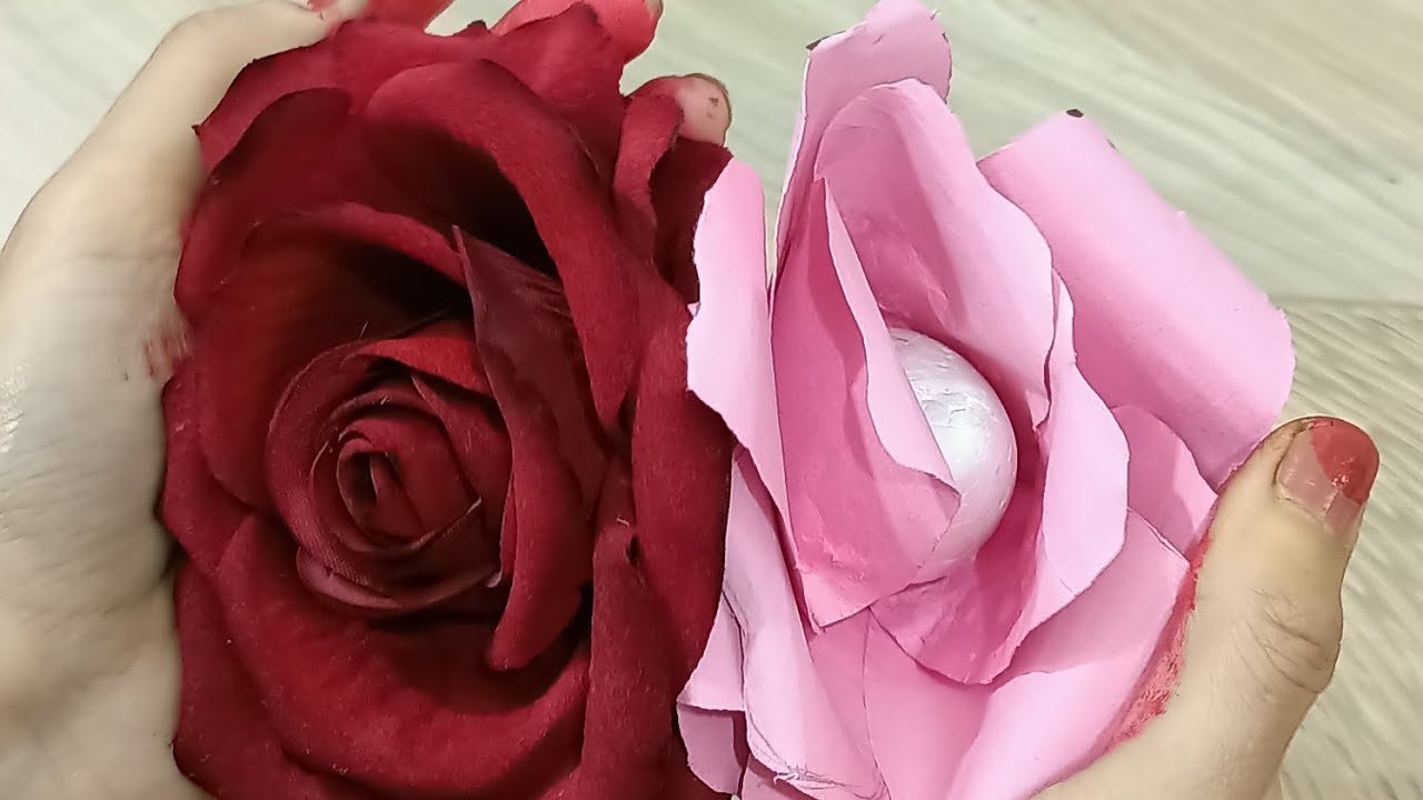 How to make Realistic | Easy paper Roses flower DIY | Rose flower ...