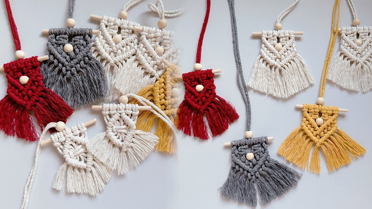 Mini Macrame Wall Hanging | Basic Patterns Tutorial - YouTube