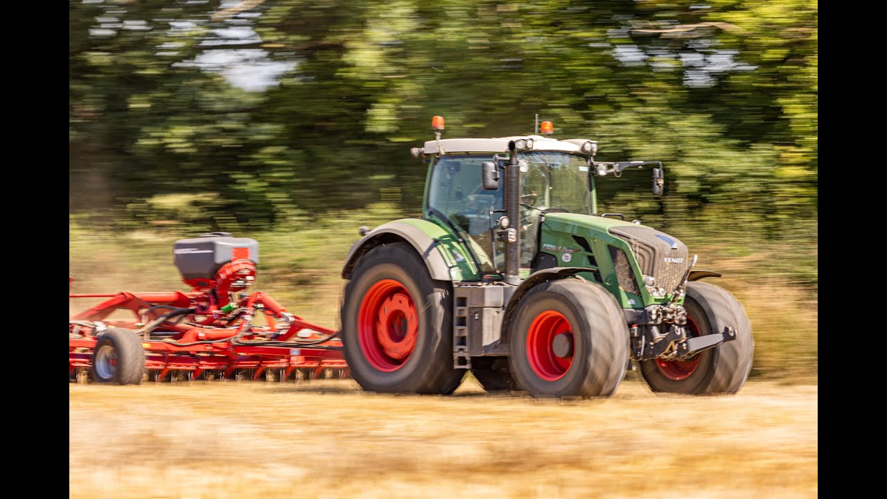 Fendt working stubble with a Horsch seed drill combo - YouTube