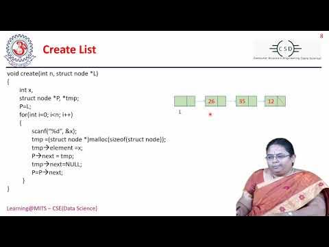 Data Structures - List ADT (Linked List) _ Mrs. K. Pugazharasi, Asst. Prof., CSE-DS, MITS - YouTube