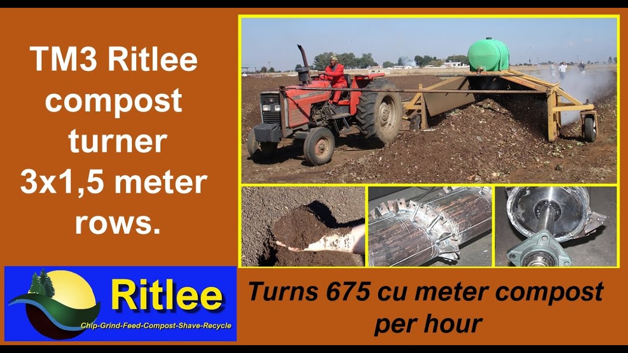 Compost Turner Ritlee TM3 tractor mounted compost turner - YouTube