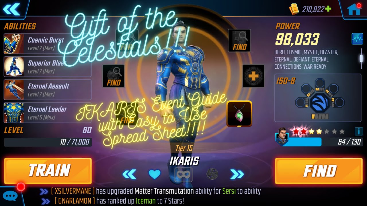Gift of the Celestials Ikaris Event Guide with Spread Sheet for Marvel ...