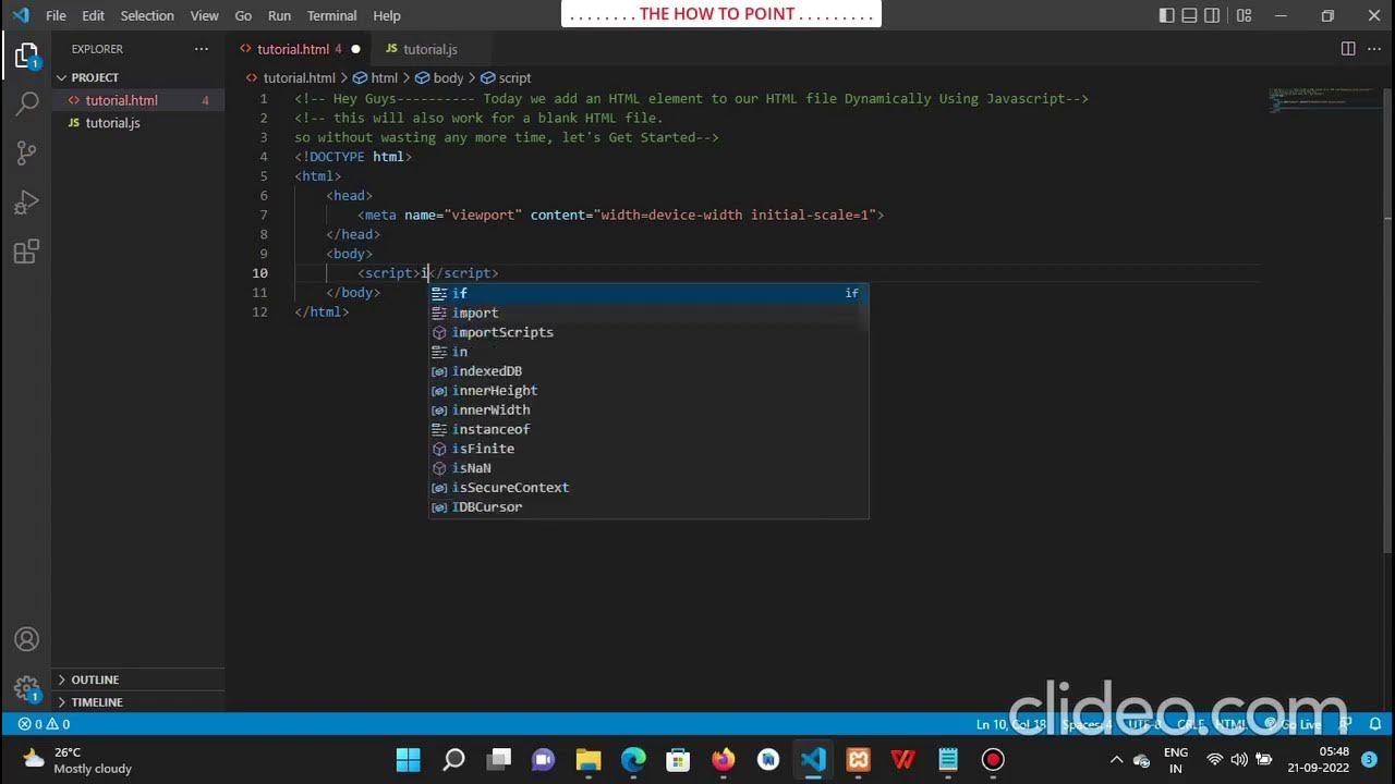 Adding An Html Element Into Your Web Page Using Javascript Dynamically Programmatically