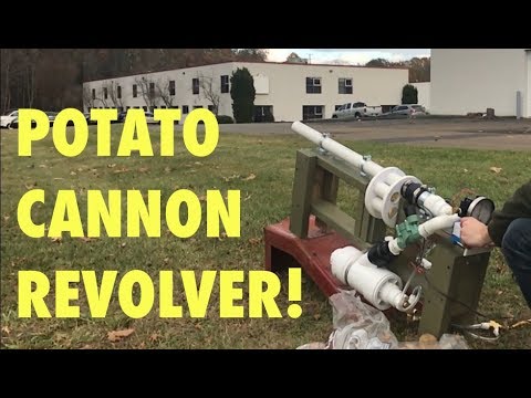 WORLD'S FIRST Potato Cannon with Semi-Auto Revolver - YouTube