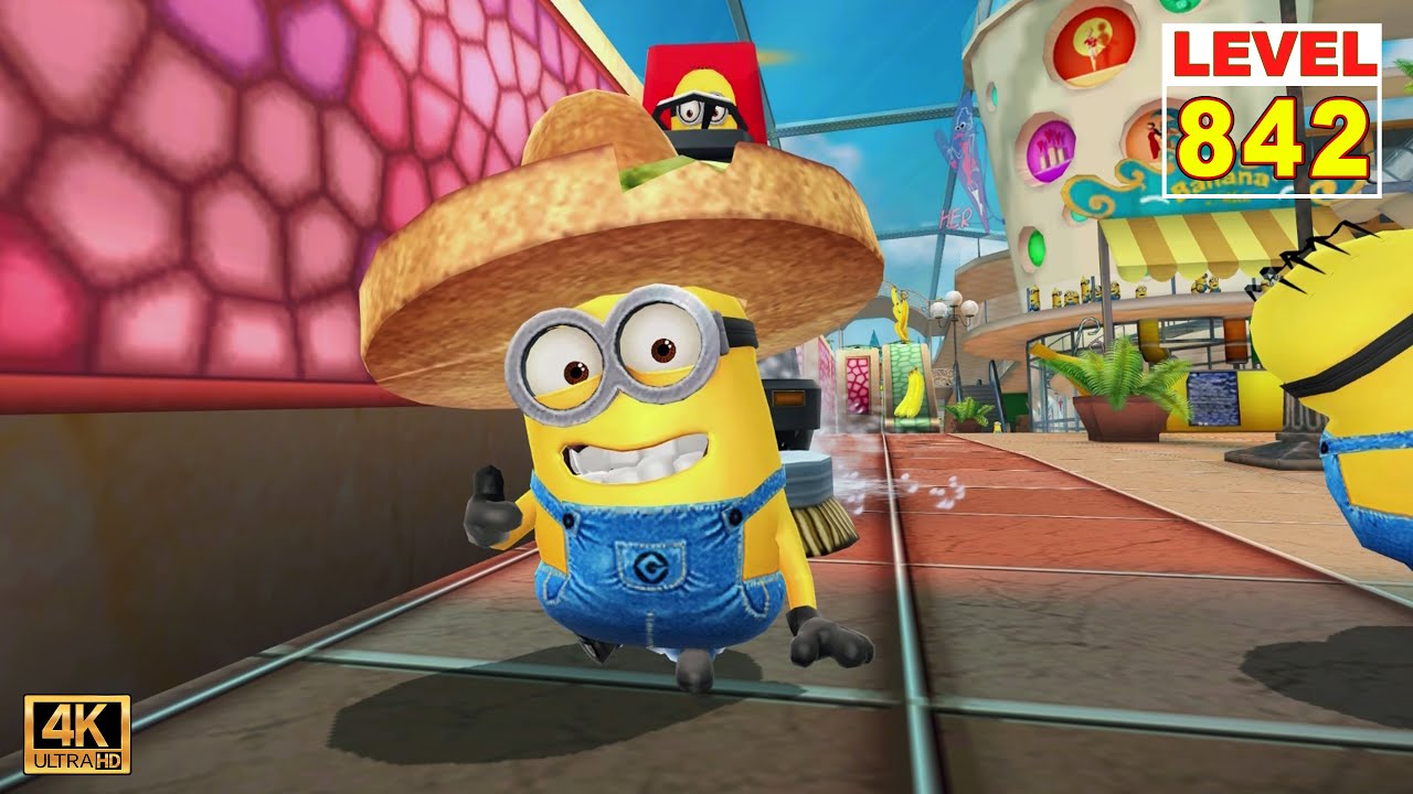 Level 842 Minion Rush the Mall with Tortilla Chip Hat Minion - YouTube
