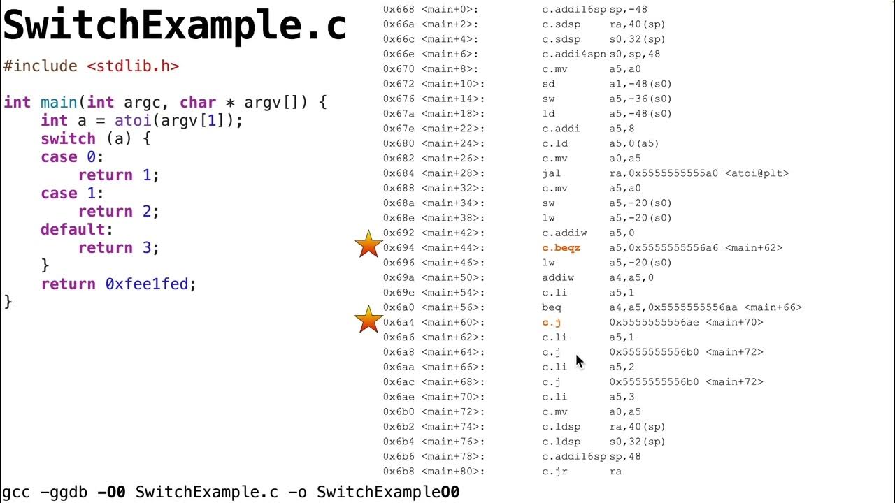 Arch1005: RISC-V Assembly 07 Control Flow 05 SwitchExample.c 2 - YouTube
