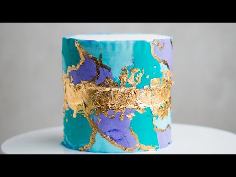 How to Make a Marbled Buttercream Cake Design - YouTube