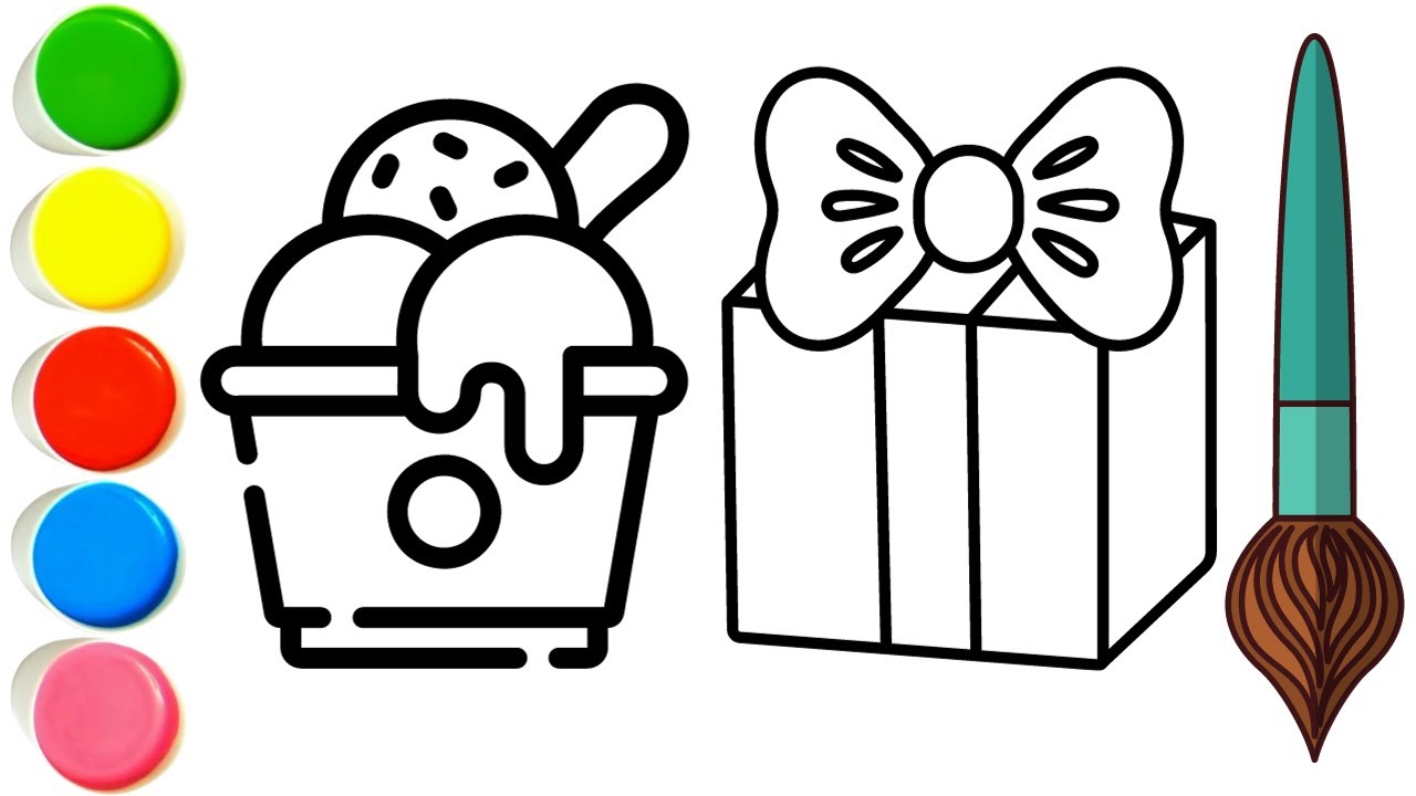 Draw Icecream Gift box | Drawing Easy for Kids | Ice Cream Box Drawing ...