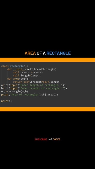 #Area of a Rectangle🍉.....#python #programming #programmingforbeginners ...