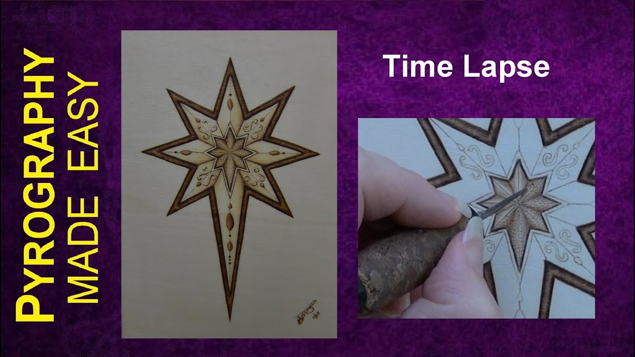 Wood Burning - Star Bright Christmas ornament - pyrography time lapse ...