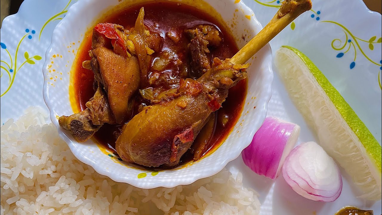 লোকেল মুৰ্গী মাংসৰ জোল// Assamese style local chicken// chicken curry# ...