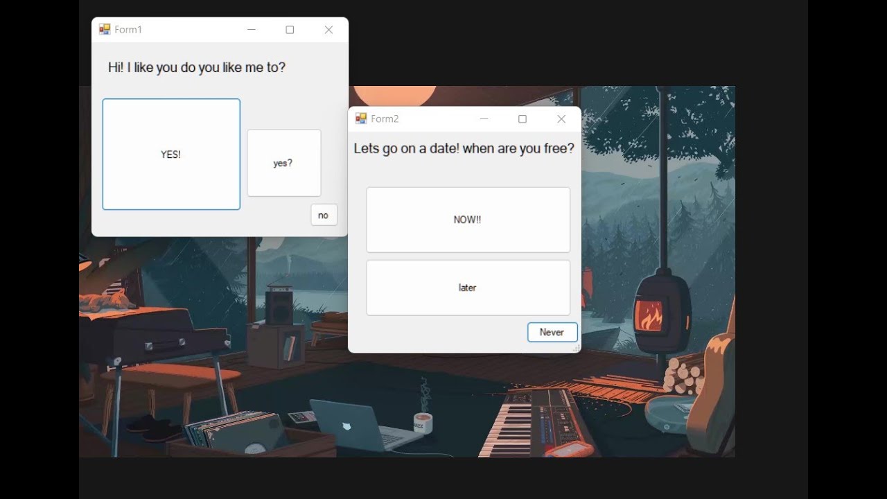 Windows Form App C# Visual Studio Love letter Application - YouTube