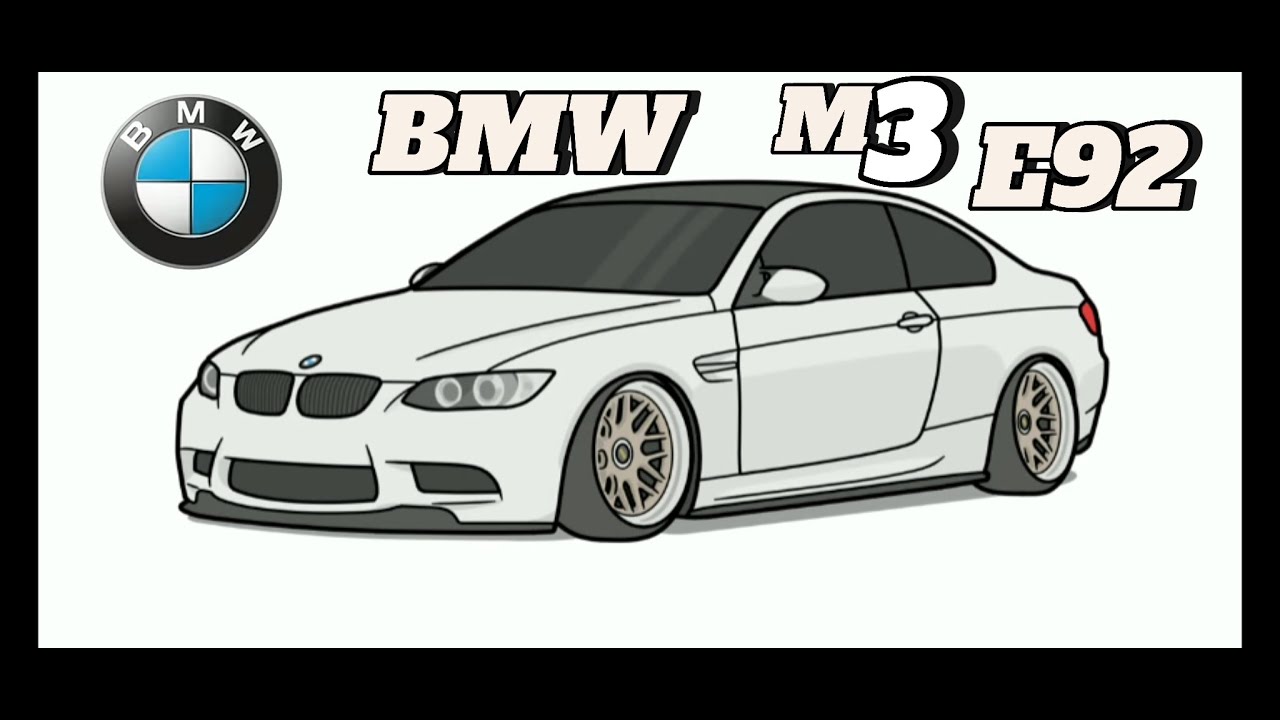 How to draw a BMW M3 E92. / step by step easy drawing BMW M3 series ...