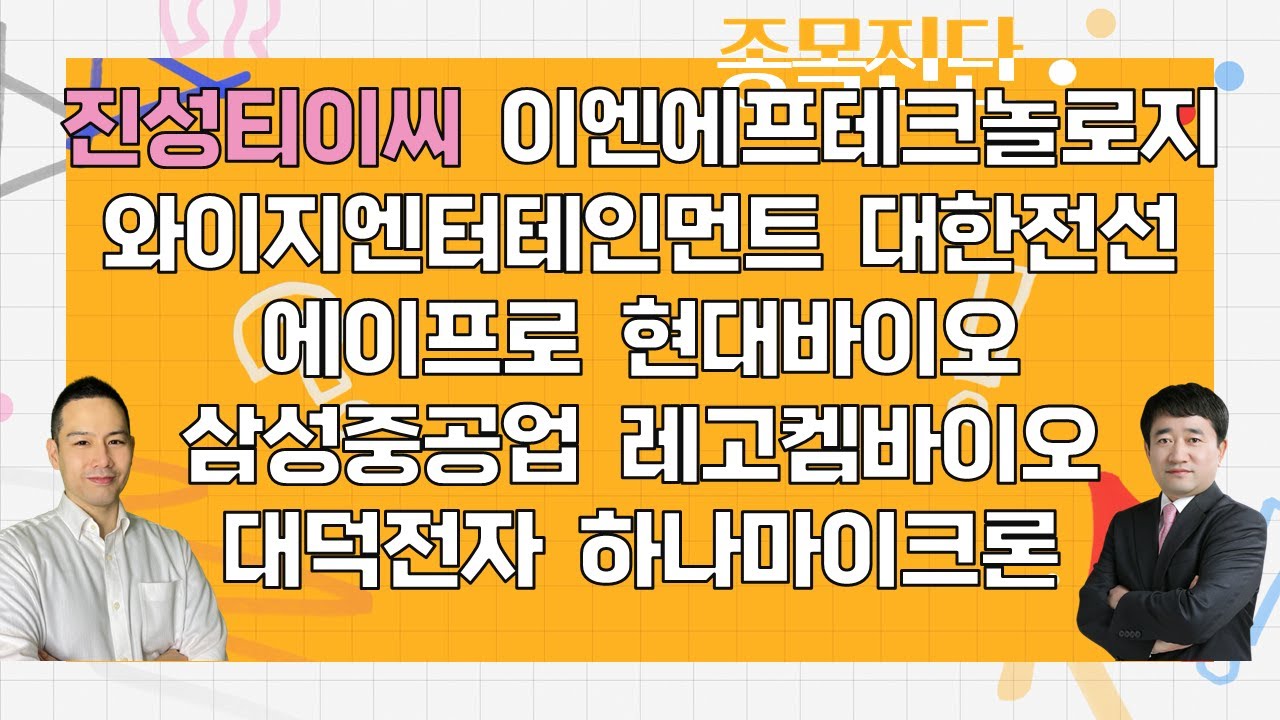 진성티이씨이엔에프테크놀로지와이지엔터테인먼트대한전선에이프로현대바이오삼성중공업레고켐바이오대덕전자하나마이크론종목