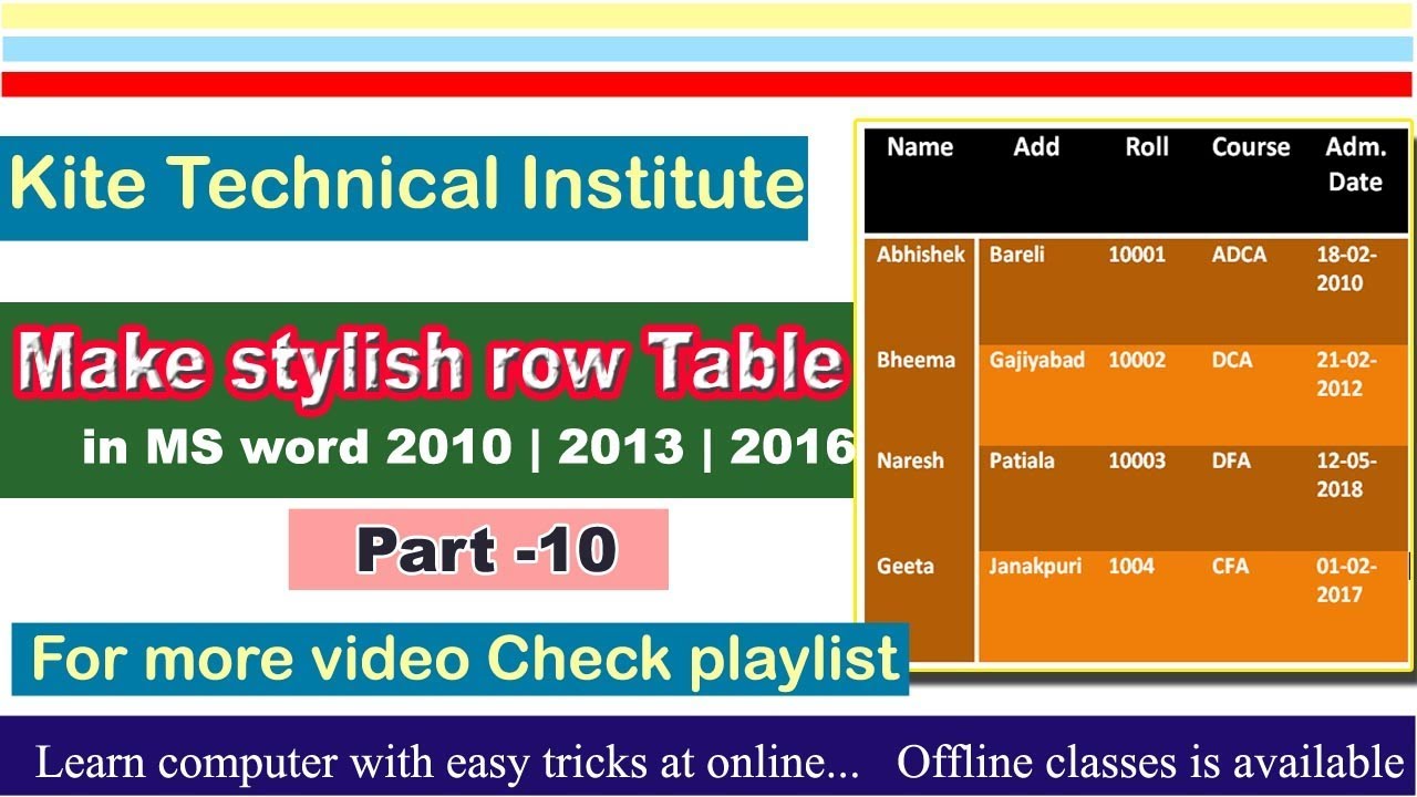 Table Group group in Ms word 2010 part-10 | 2013 | 2016 - YouTube