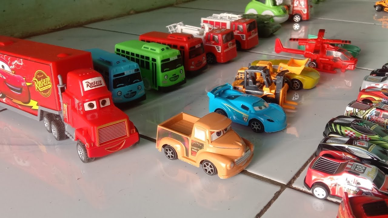 mainan mobil balap, mobil tayo dan mobil pemadam - YouTube
