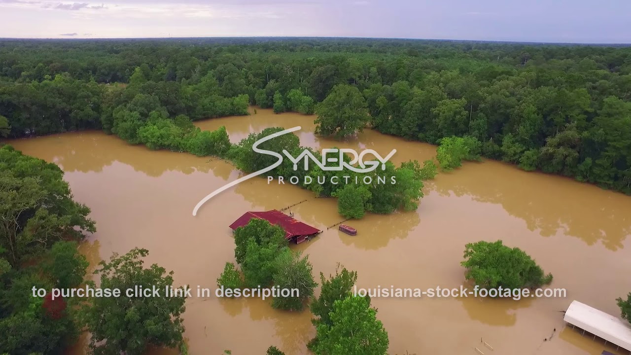 290 Massive flooding flooded field and barn aerial drone video stock ...