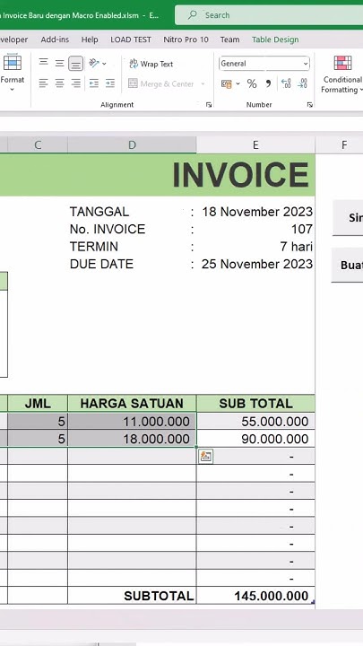 Invoice Otomatis Di Excel Shorts Excel Exceltips Exceltutorial Youtube