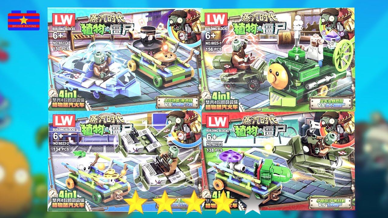 Lego PVZ2 Steam Age: Plants Train Brick Sets Unbox & Build | Unofficial ...