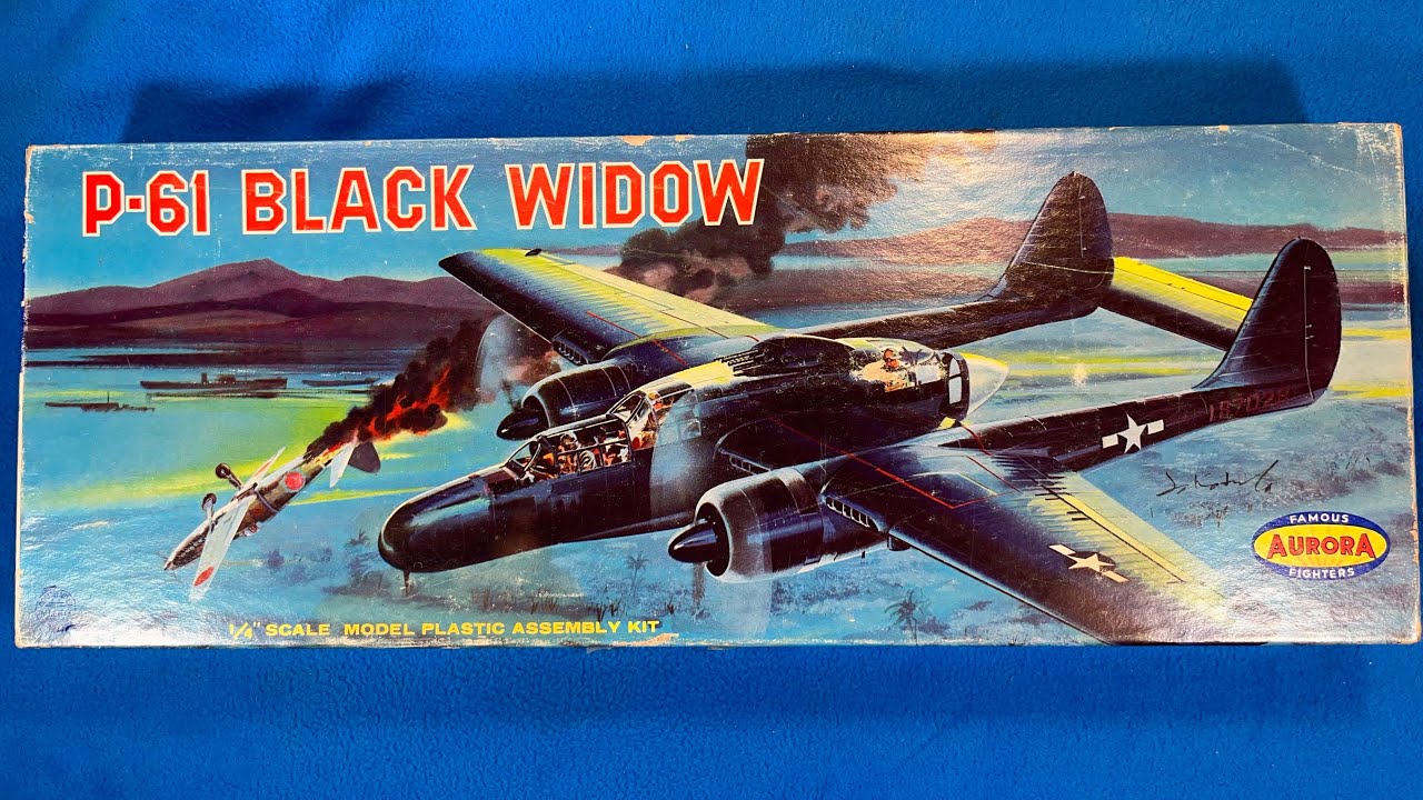 Aurora 1960 P-61 Black Widow Vintage Model Airplane Kit Review Unboxing ...