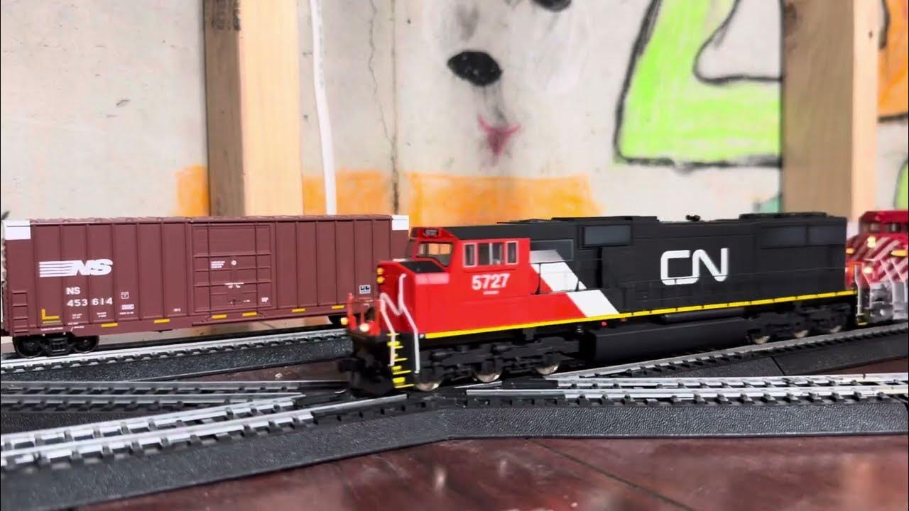 CN and BCOL Power on a BNSF Crude Oil Train in the Layout - YouTube