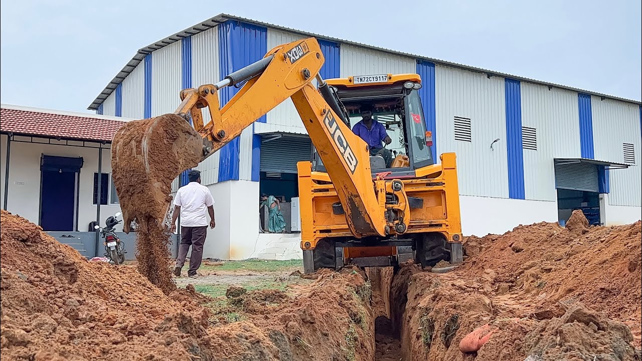JCB 3DX Skillfully Digs Generator Power Cable Line and Connects it ...