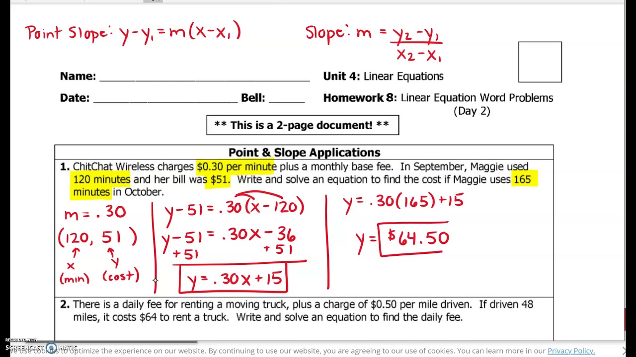 HW 8 Point Slope Word Problems YouTube hw-8-point-slope-word-problems-youtube