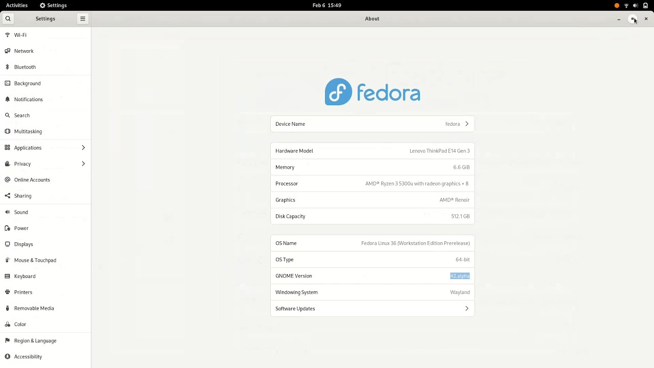 Fedora Rawhide | Fedora 36 ( Workstation edition pre-release ) | Gnome 42. - YouTube