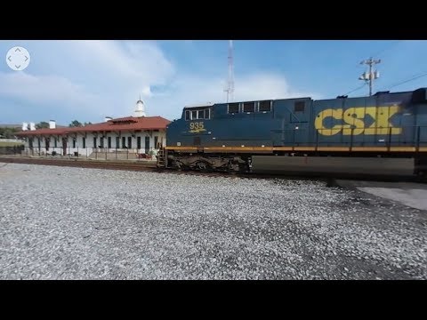 CSX Autorack Train at Decatur Depot - 360° View - YouTube